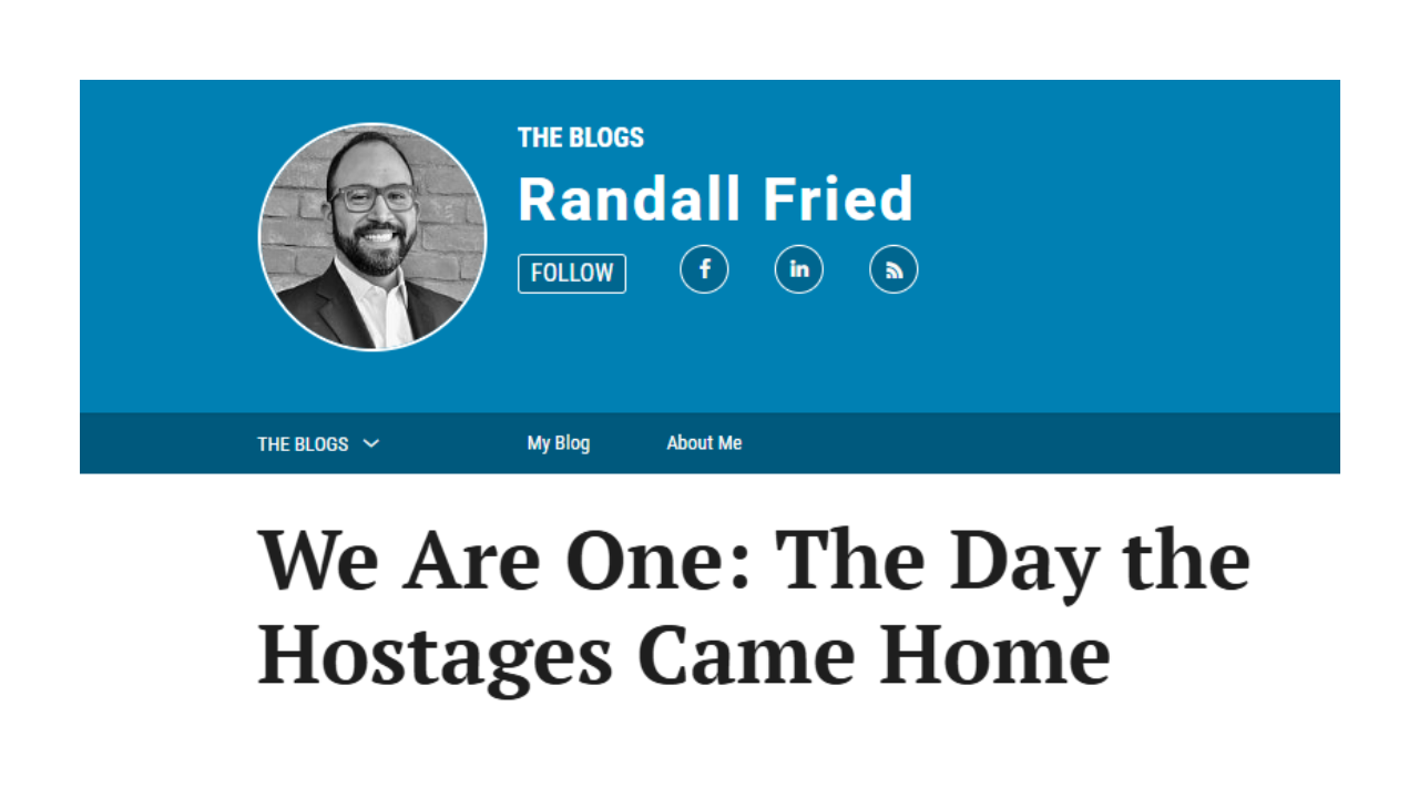JD Randall Fried Published Op-Ed in Times of Israel - World Jewish Congress