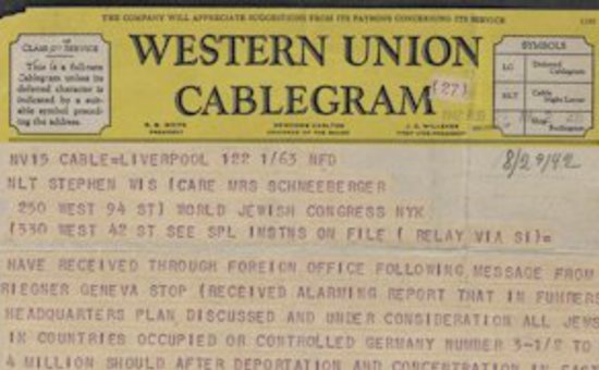 70 YEARS AGO: Riegner Telegram alerts world of Nazi Holocaust - World ...